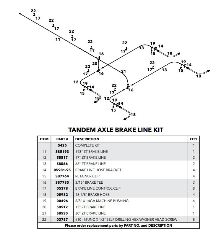 Hydraulic Brake Line Kit for Torsion Tandem Axle Trailers - Drum Brake ...